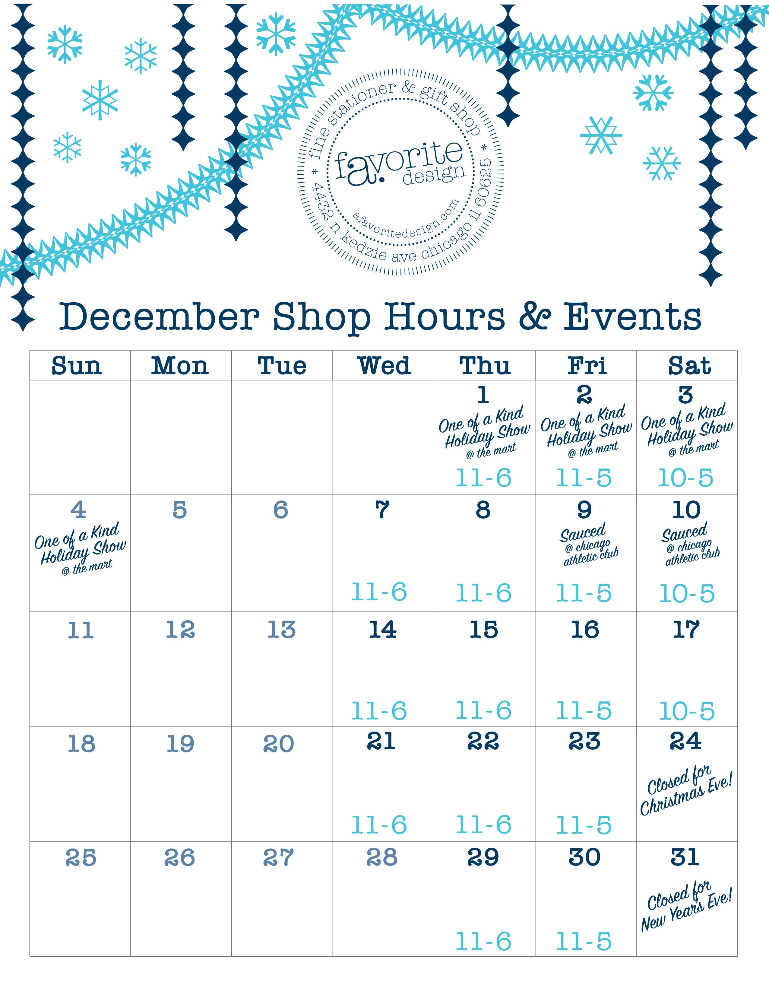 December events! – a. favorite design